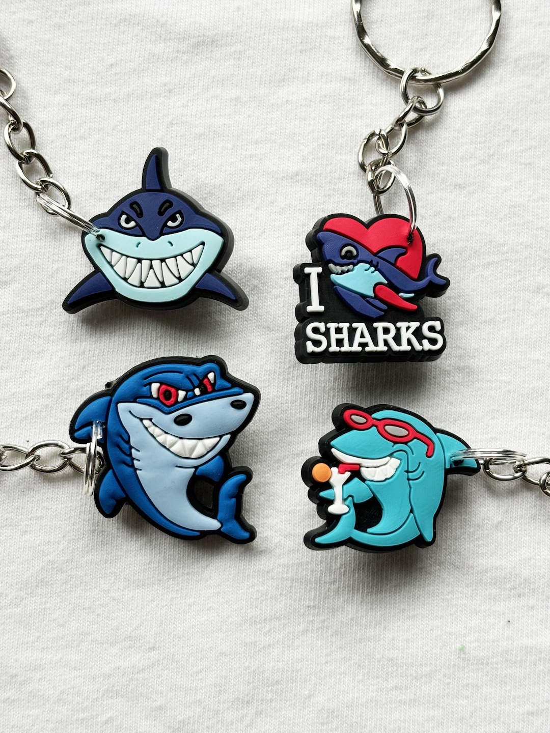 Shark Style Keyrings/keychains | Cartoon Cute Emo Kids Goth Fun Animals ...