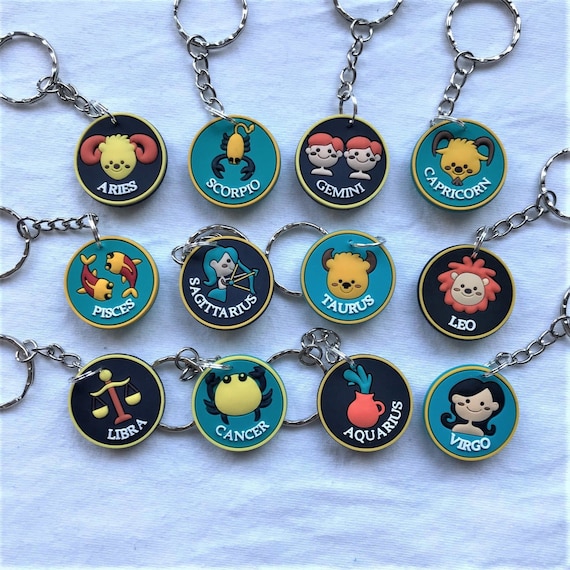 Star Sign Astrology Keyrings Keychains Zodiac Space Elements - Etsy