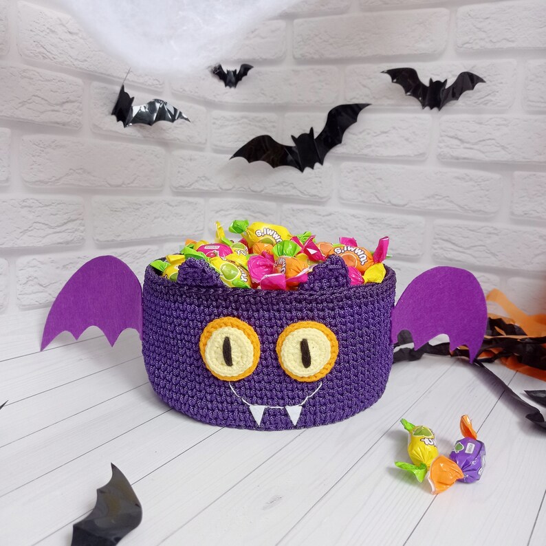 Crochet Bat Candy Bowl - Handmade Crochet Craft - Ideal for Halloween ...