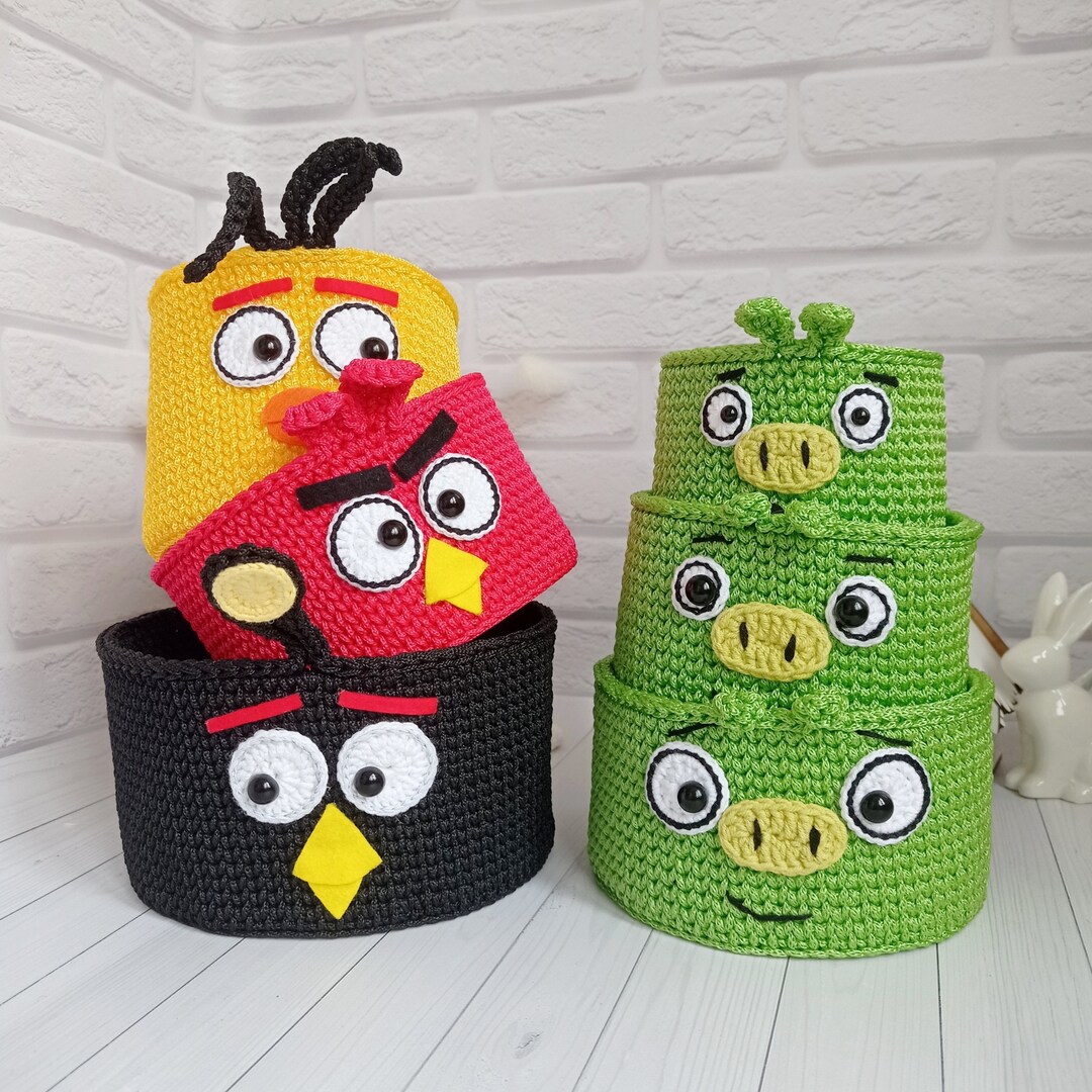 Crochet Angry Birds Set Angry Birds Toy Basket Angry Birds Decor Toy ...