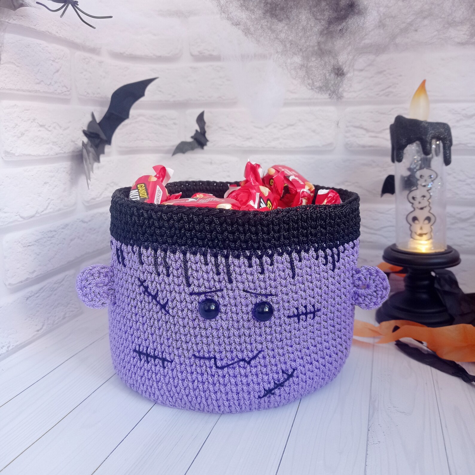 Crochet Frankenstein Candy Bowl - Handmade Crochet Craft - Ideal for ...