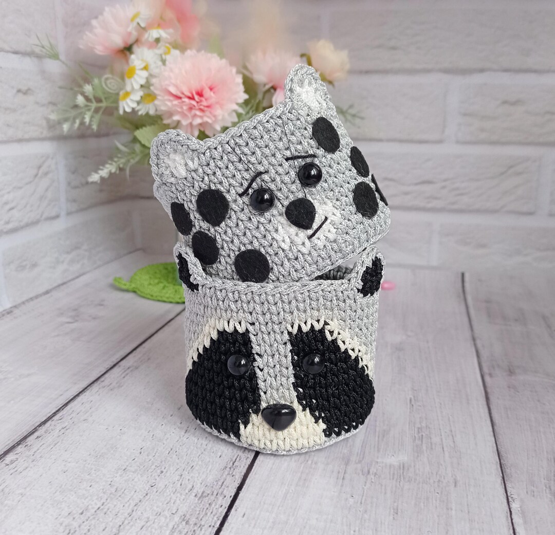 Crochet Mini Leopard and Raccoon Baskets - Charming Animal-inspired ...