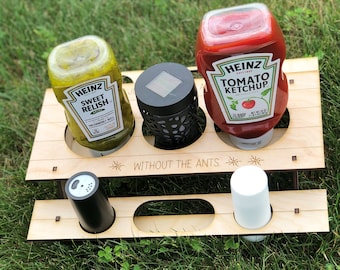 Wood Snack Server, Beer Can Tote, Picnic Table Caddy, Condiment Holder ...