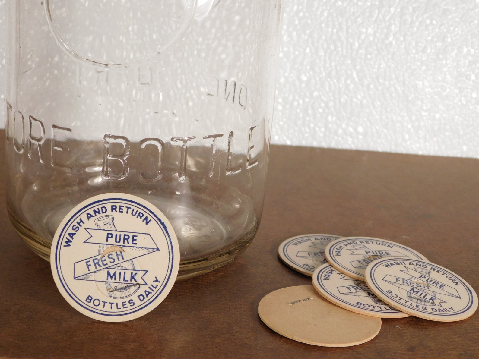 Milk Bottle Lids Set of 6 Unused Dairy Bottle Caps, Cardboard Pog, Use ...