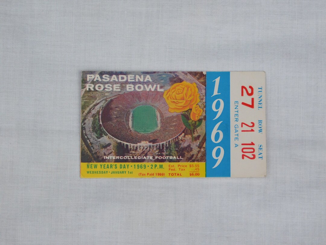1969 Ohio State Buckeyes National Champions, Rose Bowl Football Ticket ...