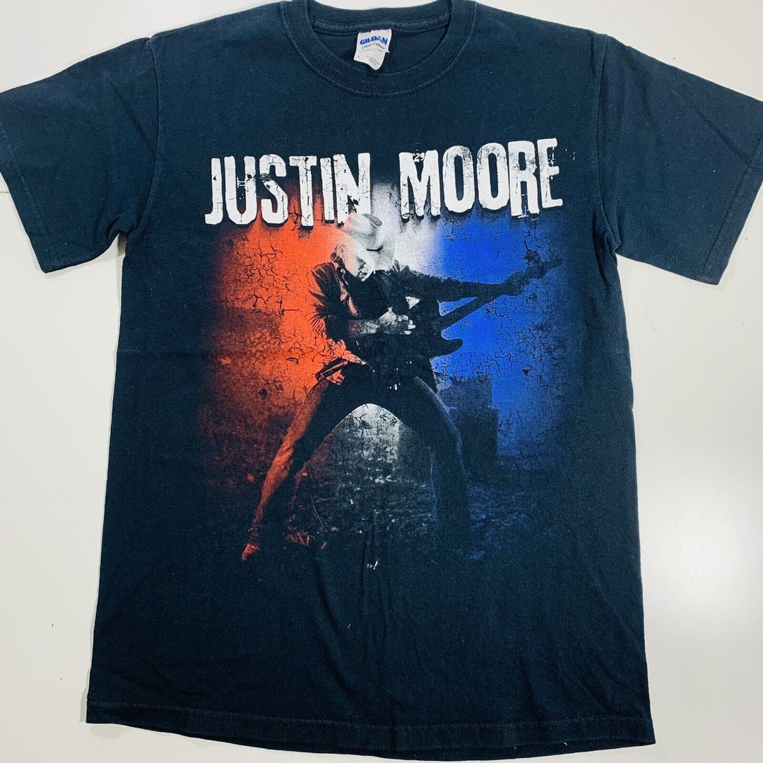 Justin Moore Small Town USA Black Tour T-shirt Size Small Country Music ...