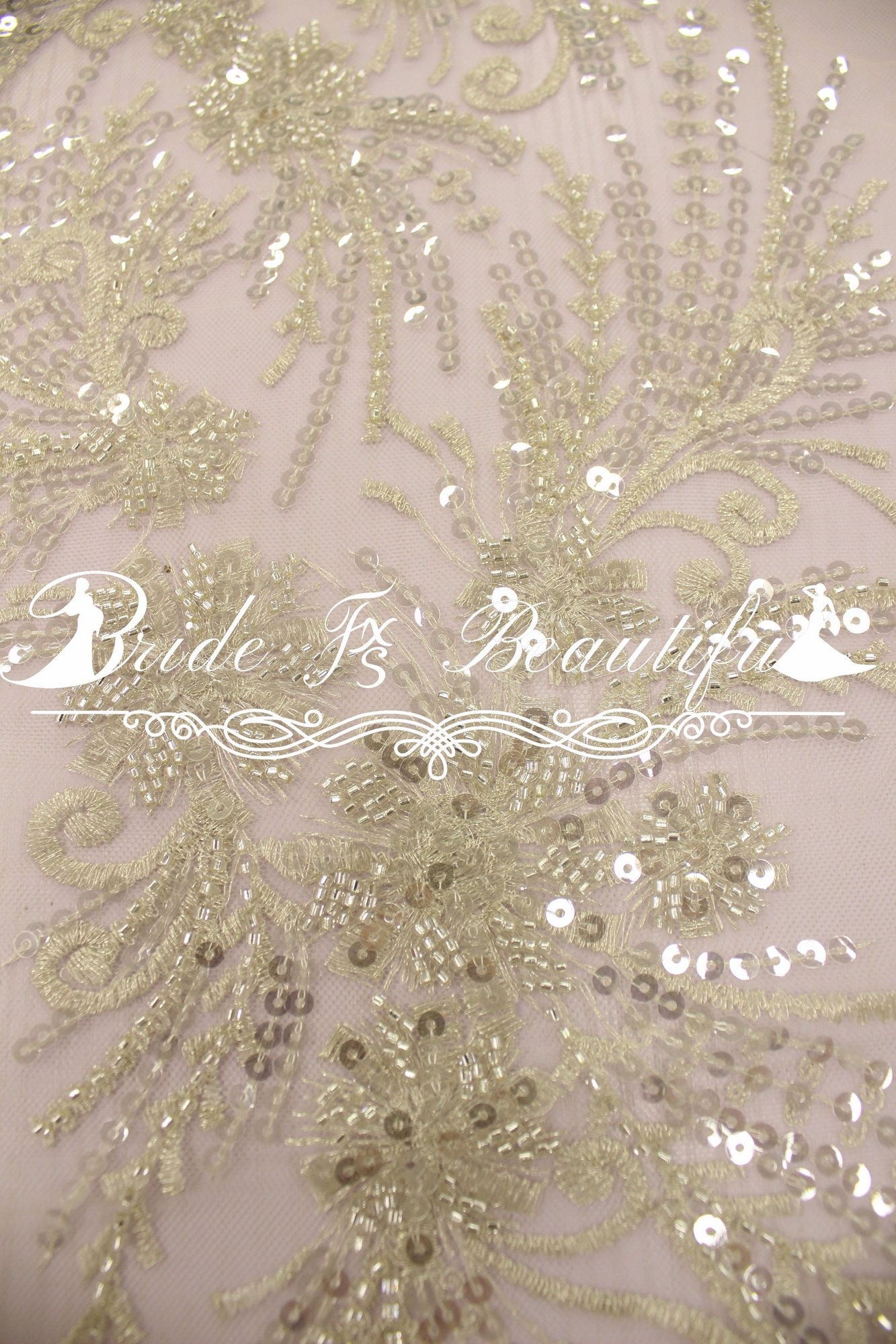 New Collection Light Champagne Beaded Lace Fabric for Haute - Etsy