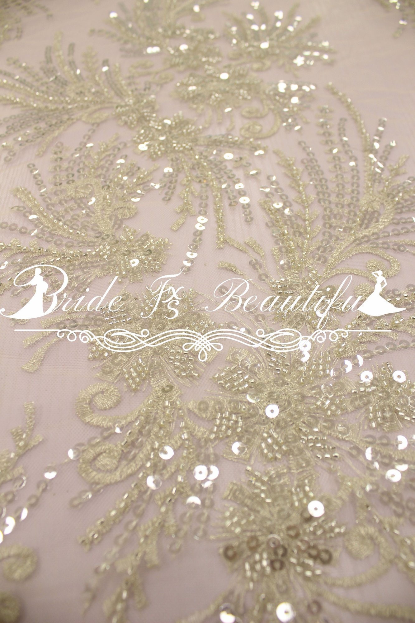 New Collection Light Champagne Beaded Lace Fabric for Haute - Etsy