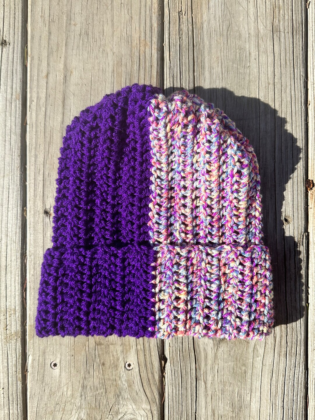 Neon Purple Half & Half Crochet Hat Neon Purple Patterned Hat Make Your ...