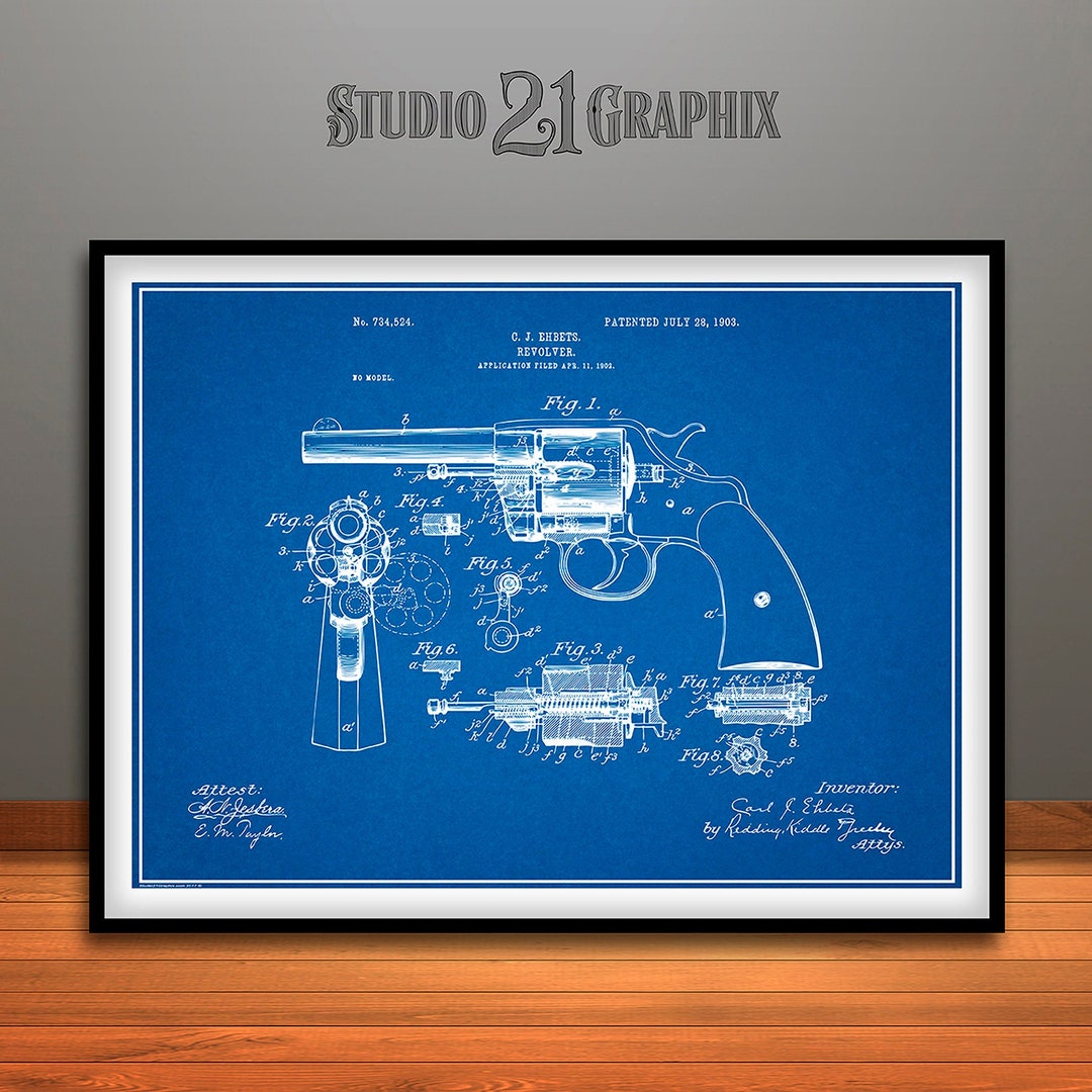 Colt Revolver Patent Art Print, Colt Fire Arms, Weapon, Western Gun ...