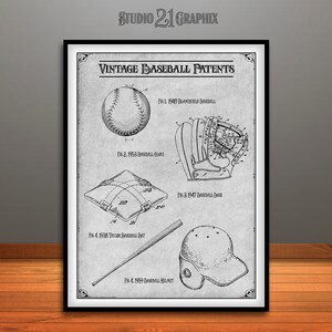 Vintage Baseball Patents Poster, Baseball History Collage - SKU SPPP7 ...