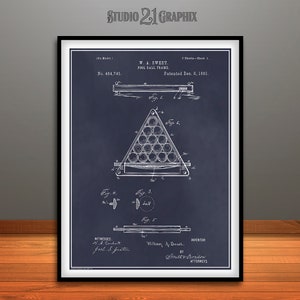 1891 Billiard Ball Rack Patent Print, Pool Art Print, Patent Poster ...