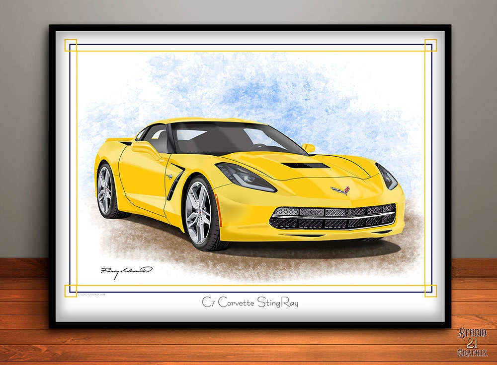 C7 Chevrolet Corvette Muscle Car Art Print Stingray Mechanic | Etsy