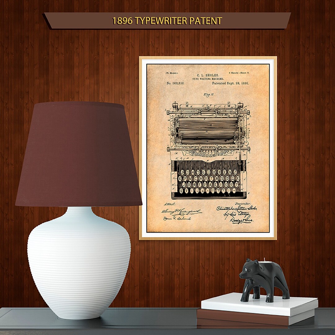 1896 Mechanical Typewriter Patent Print, Office Decor, Secretary Gift ...