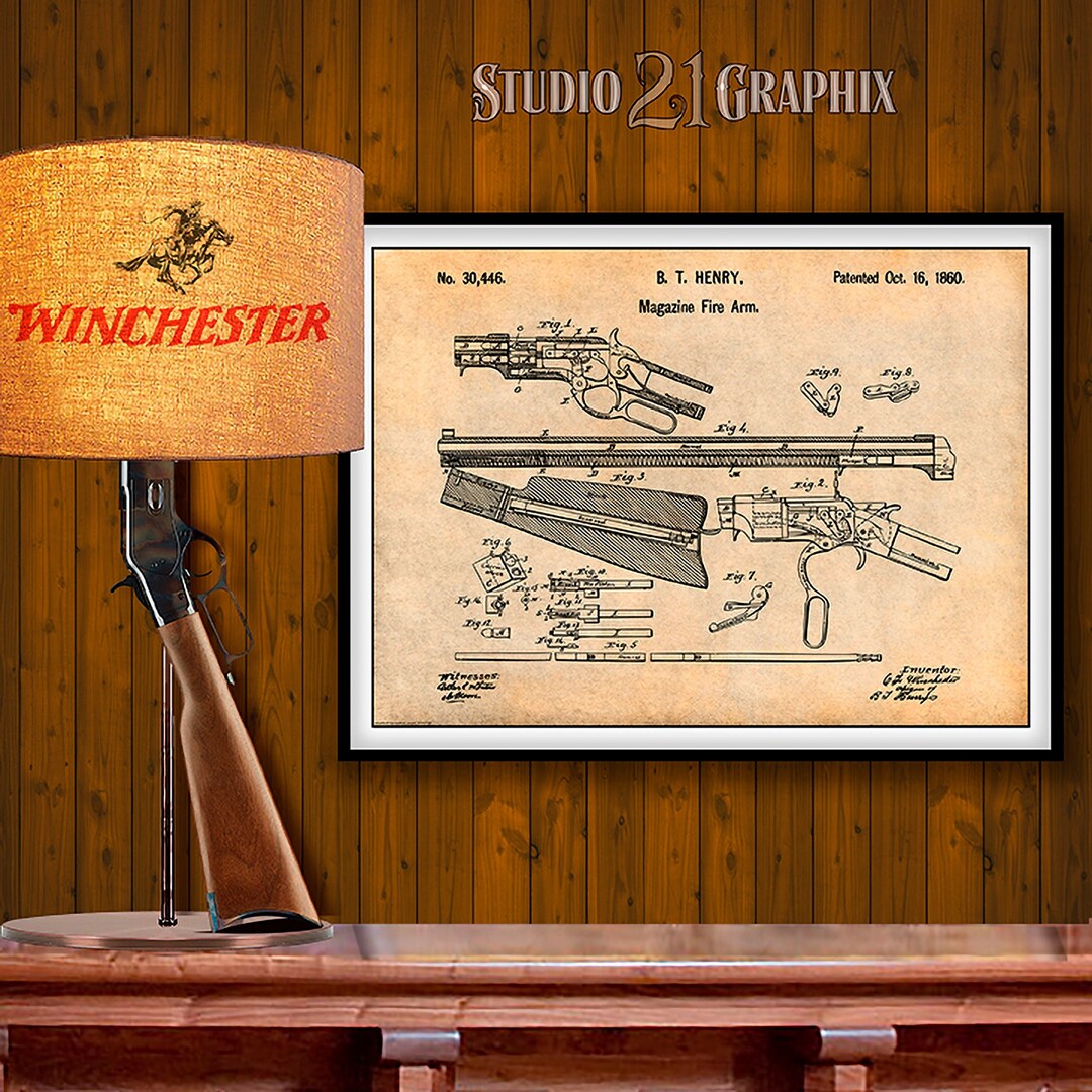 1860 Winchester Repeating Rifle Poster Patent Art Print Gift ...
