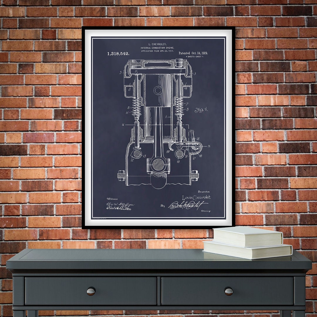 1919 Chevrolet Internal Combustion Engine Patent Print, Chevrolet Art ...
