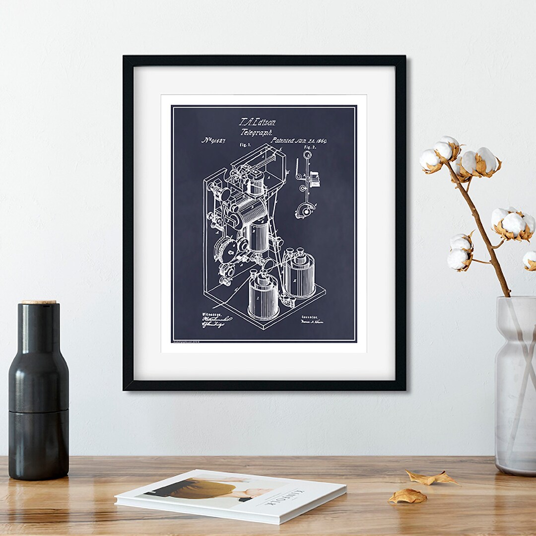 1869 Thomas Edison Telegraph Patent Print, Edison Telegraph Art ...