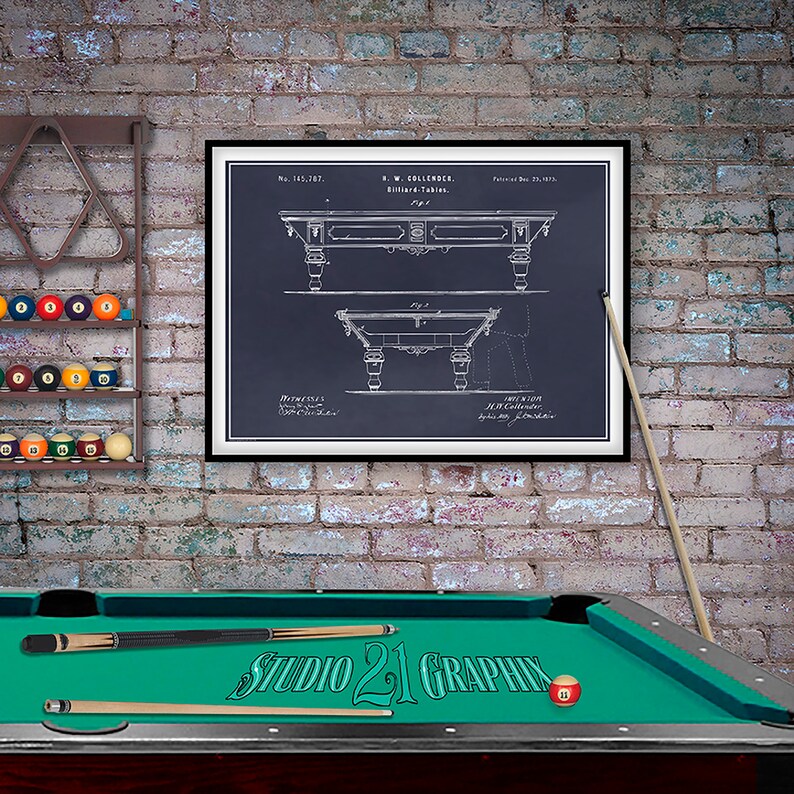 1873 Billiard Table Patent Print Billiard Table Pool Table | Etsy