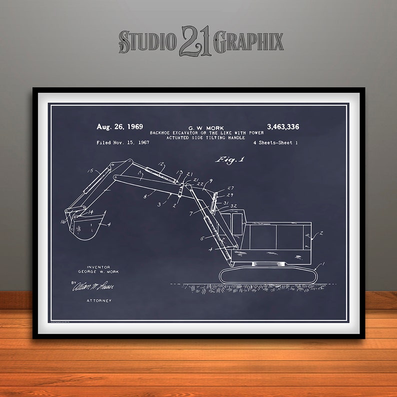 1969 Backhoe Excavator Patent Print Operator Gift | Etsy