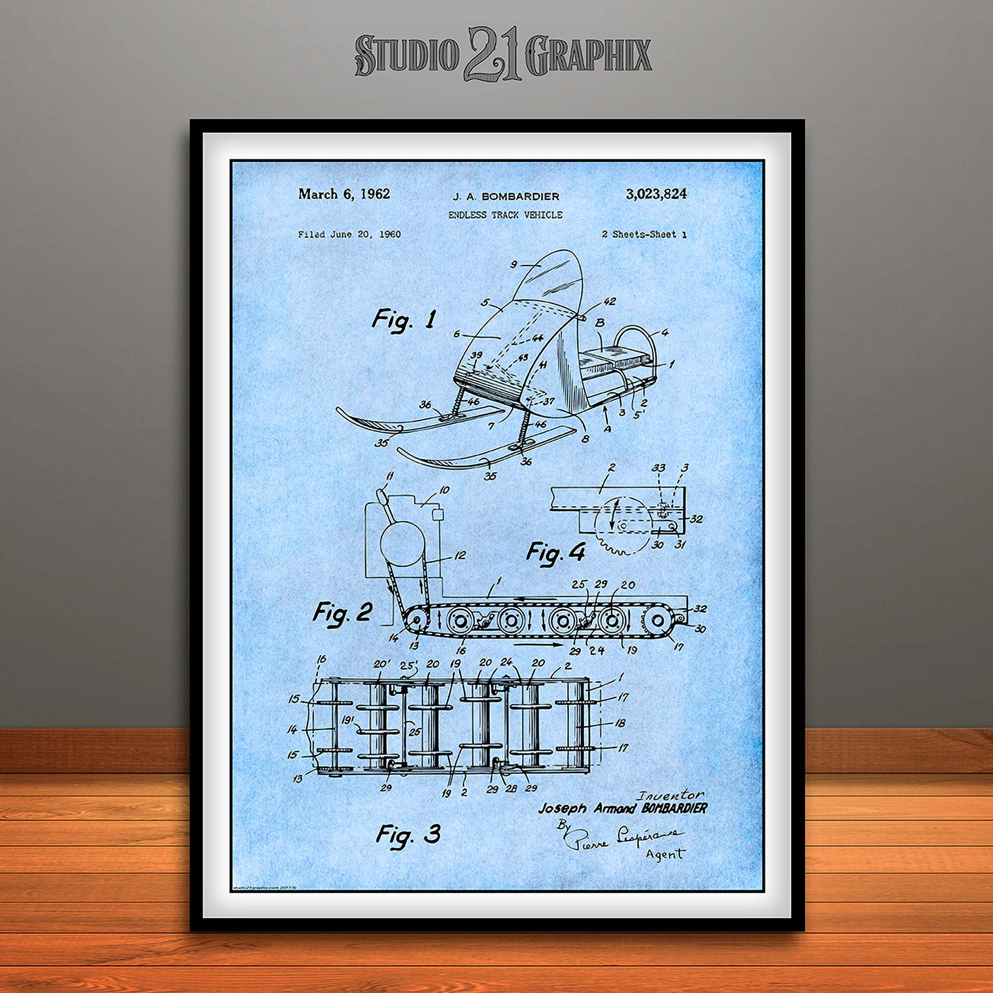 1960 Bombardier Snowmobile Patent Print Sports Decor | Etsy