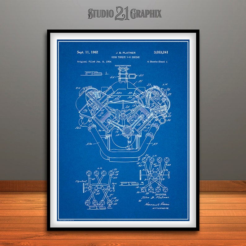 Chrysler 426 Hemi V8 Engine Poster Patent Art Print Gift Hemi - Etsy