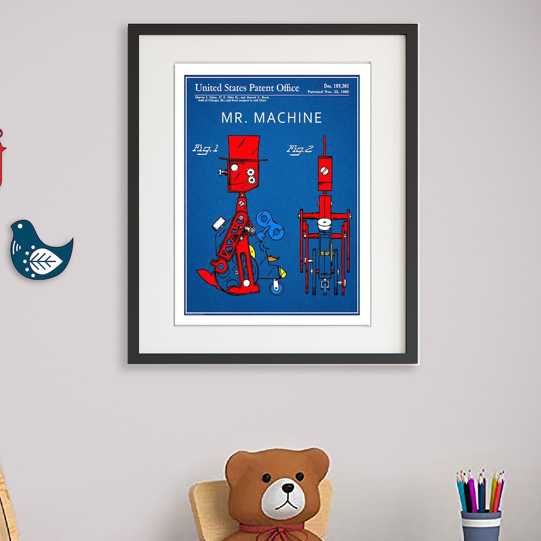 1960 Colorized Mr. Machine Mechanical Toy Robot Patent Print, Ideal ...