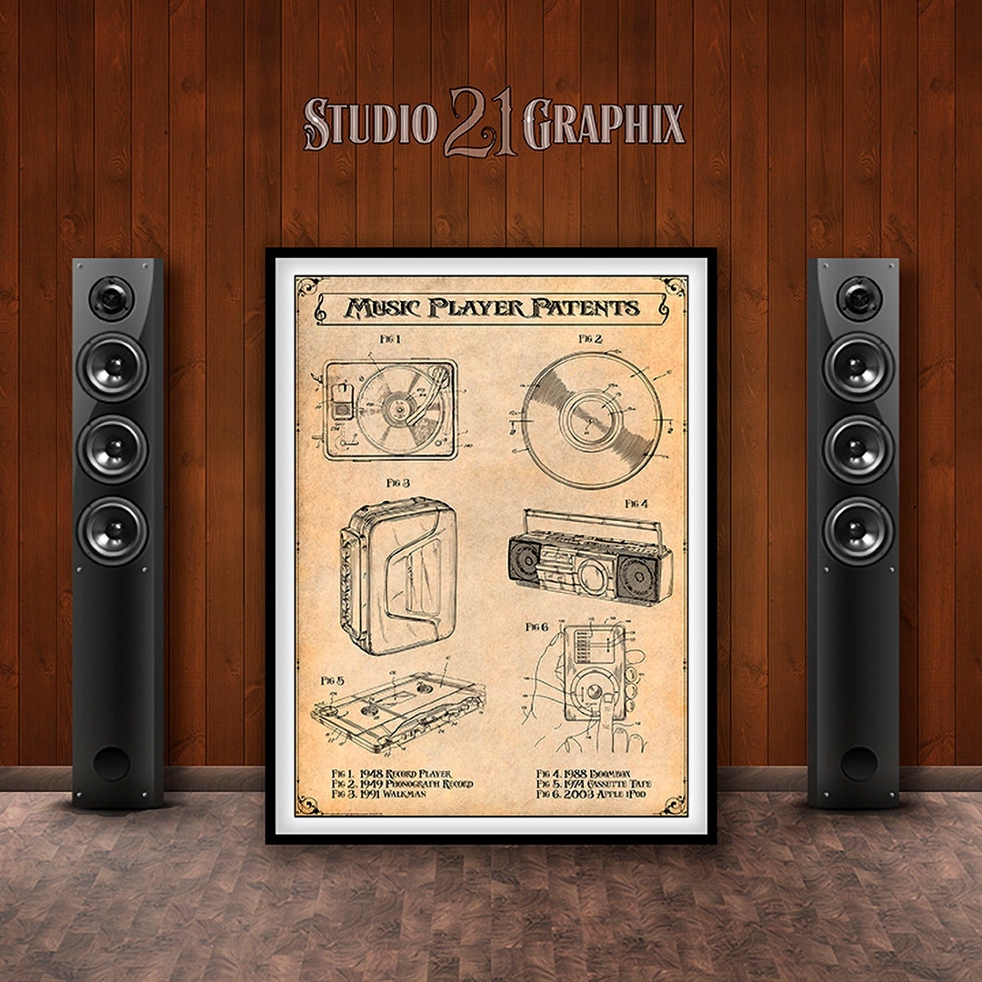 Music Player Patents Poster, Music Art Print College Dorm Decor - SKU ...