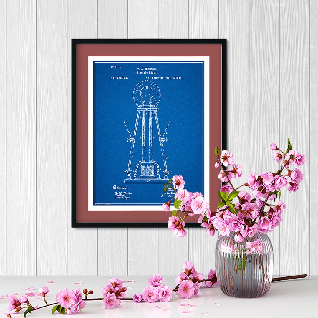 1881 Edison Bulb Patent Print, Edison Bulb Art, Edison Print, Thomas ...