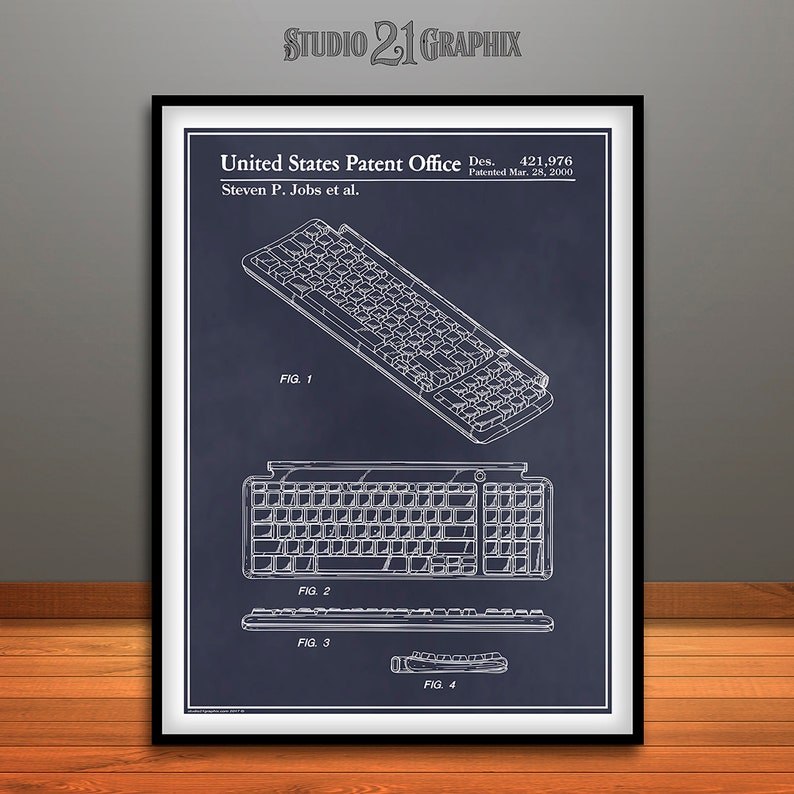 Steve Jobs Apple Computer Keyboard Patent Apple Computer Art | Etsy