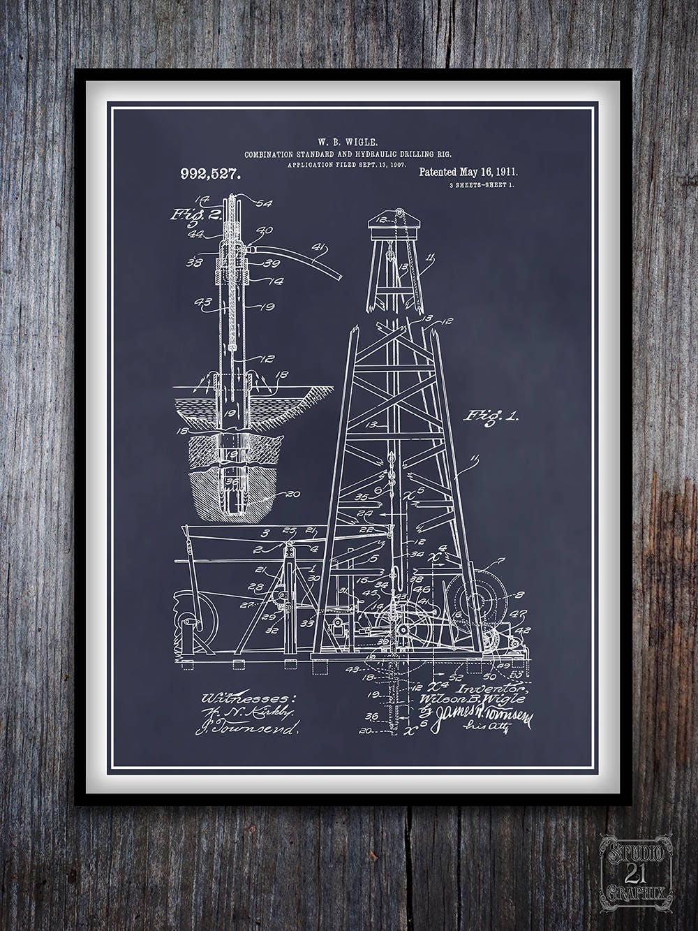 1907 Oil Drilling Rig Patent Print Oil Rig Art Wildcatter | Etsy