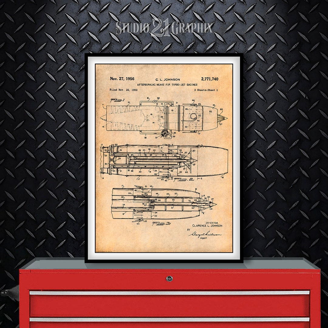 Afterburner Jet Engine Patent Prints, Jet Engine Poster, Aviation Art ...