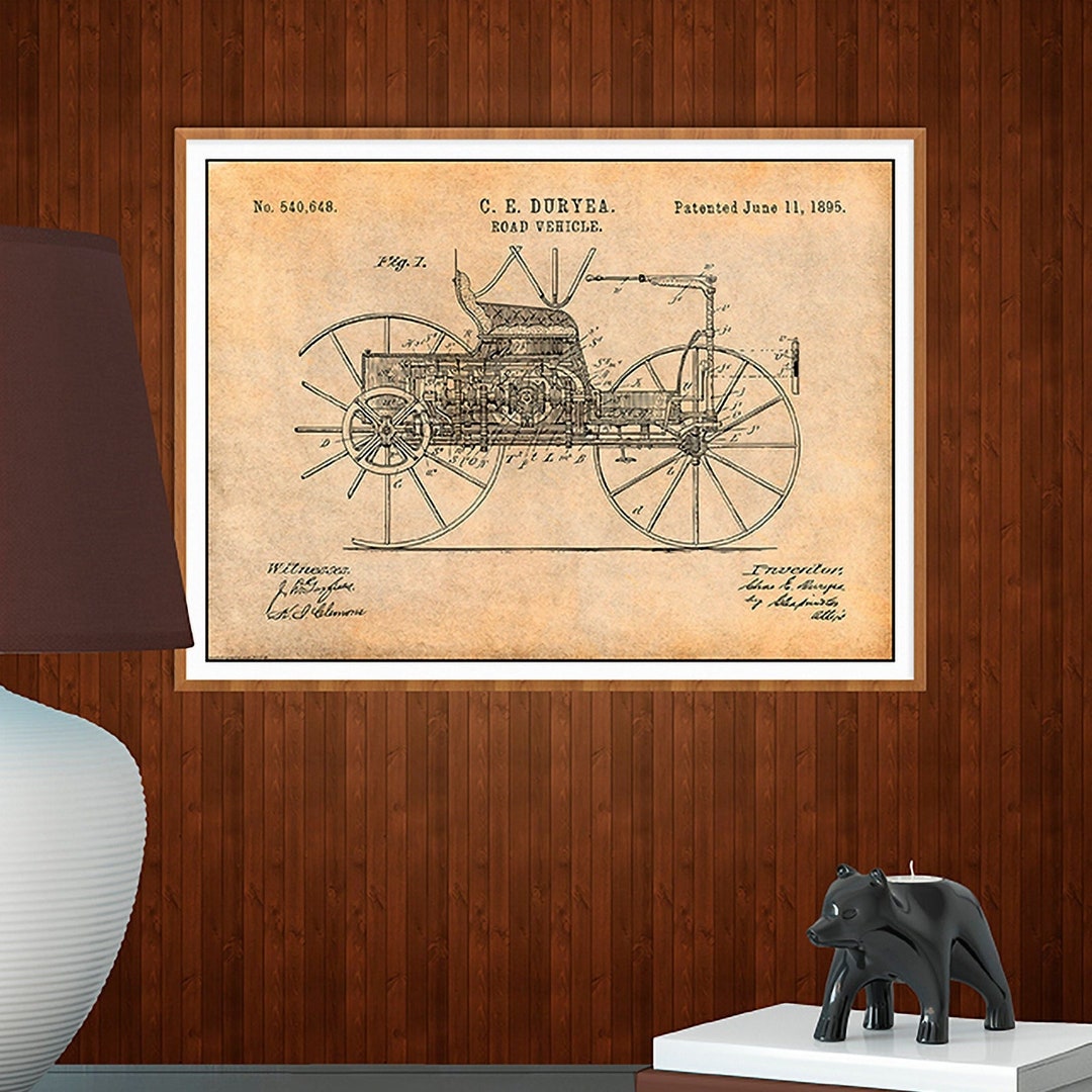 Duryea Road Vehicle Patent Print, Garage Art, Automobile Decor ...