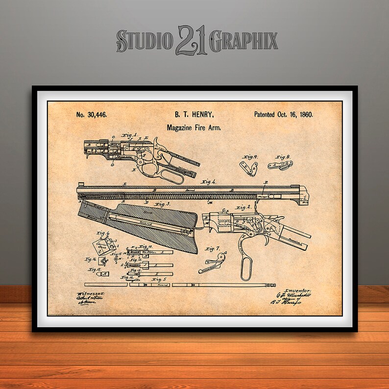 1860 Winchester Repeating Rifle Poster Patent Art Print Gift - Etsy