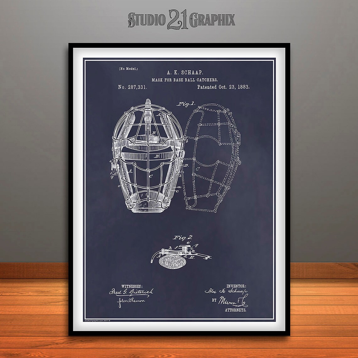 1883 Baseball Catchers Mask Patent Print Baseball Decor | Etsy
