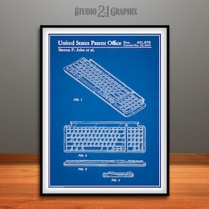Steve Jobs Apple Computer Keyboard Patent Apple Computer Art - Etsy
