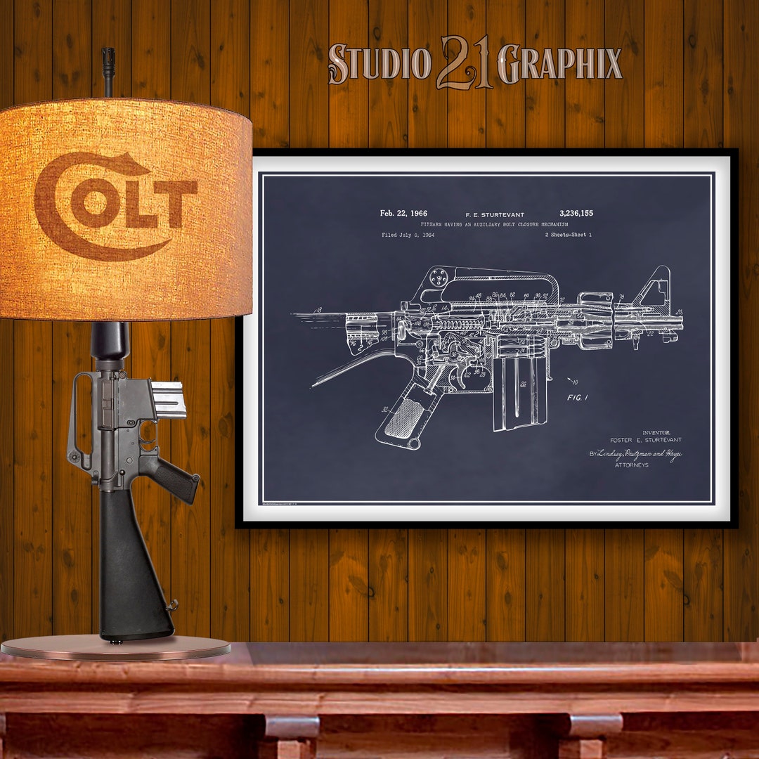 AR15 Assault Rifle Patent Print, M-16 Art Print, Firearms, Military ...