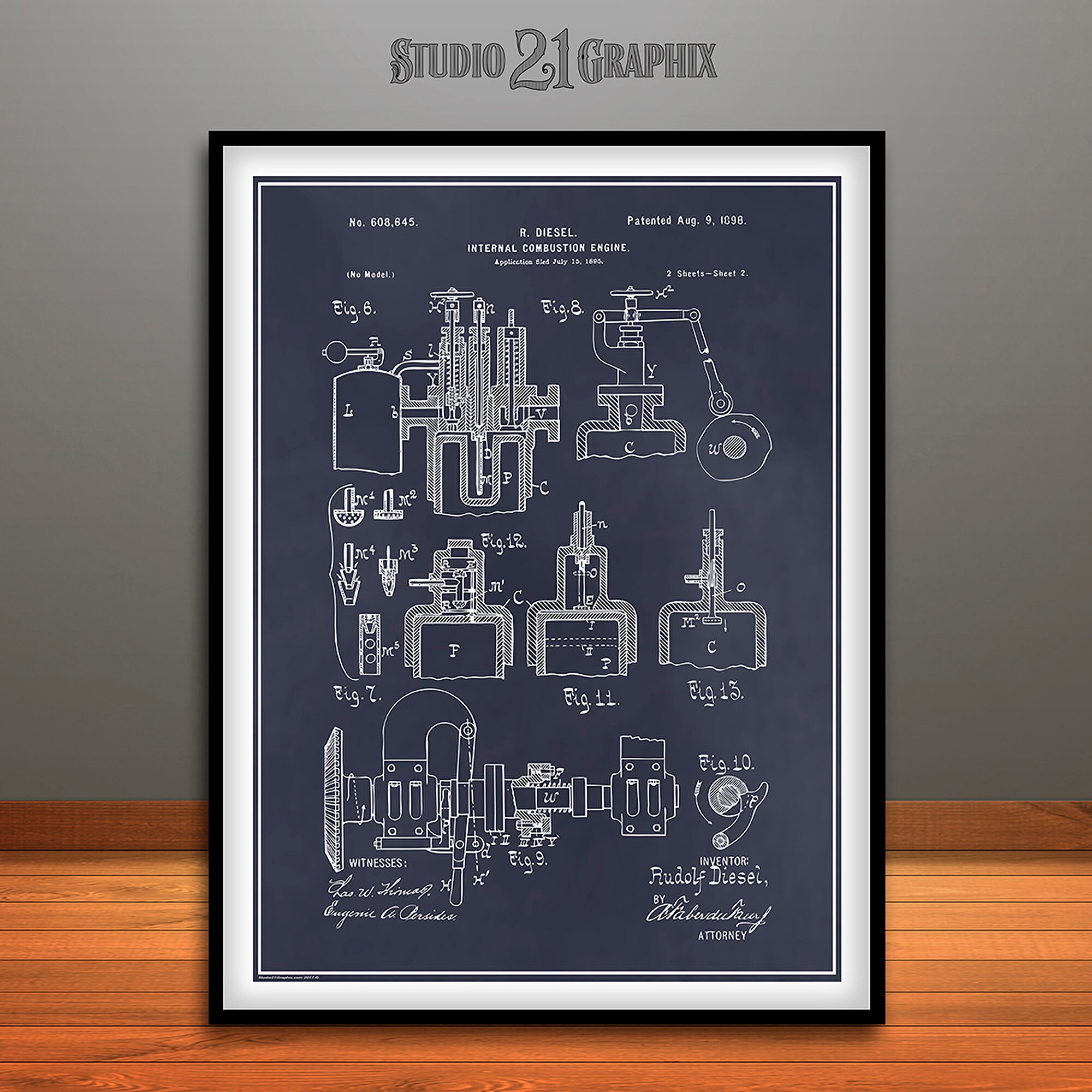 1895 Rudolf Diesel Engine Patent Print UNFRAMED - Etsy
