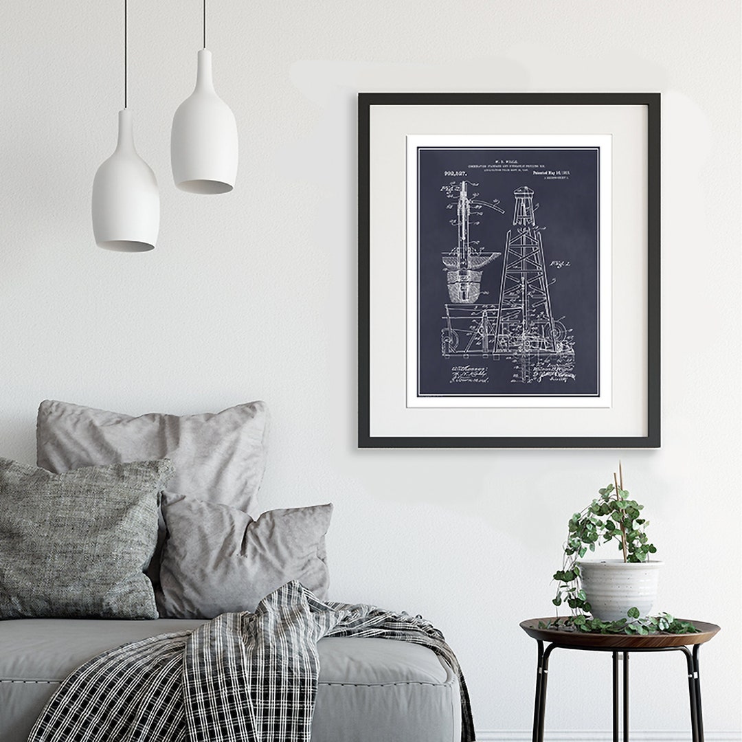 1907 Oil Drilling Rig Patent Print, Oil Rig Art, Wildcatter Art, Oil ...