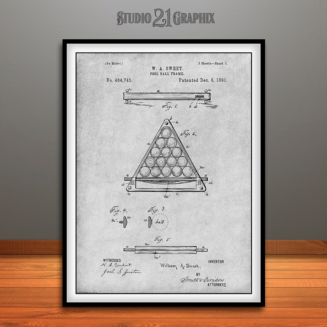 1891 Billiard Ball Rack Patent Print Patent Art Pool Print | Etsy