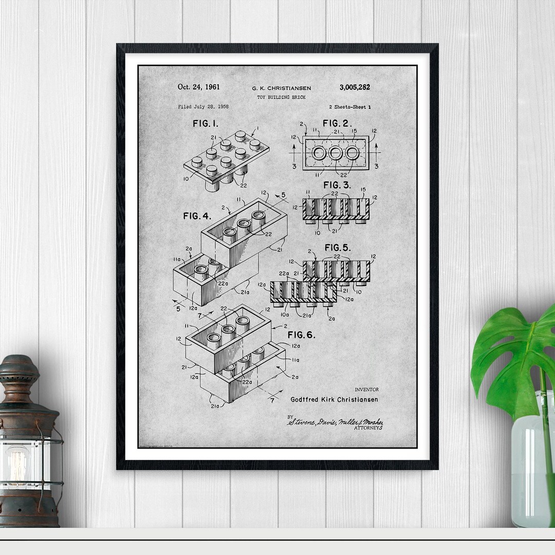 1961 Toy Building Brick Kids Room Nursery Wall Art Patent Print - Etsy