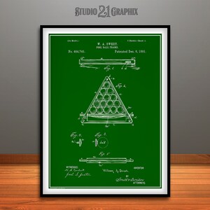 1891 Billiard Ball Rack Patent Print, Pool Art Print, Patent Poster ...