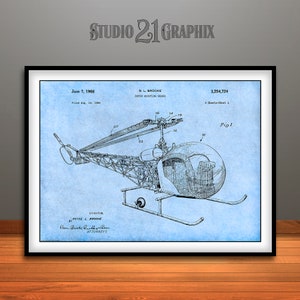 1966 Bell 47D-1 Helicopter Patent Print, Aviation Art, Helicopter Decor ...
