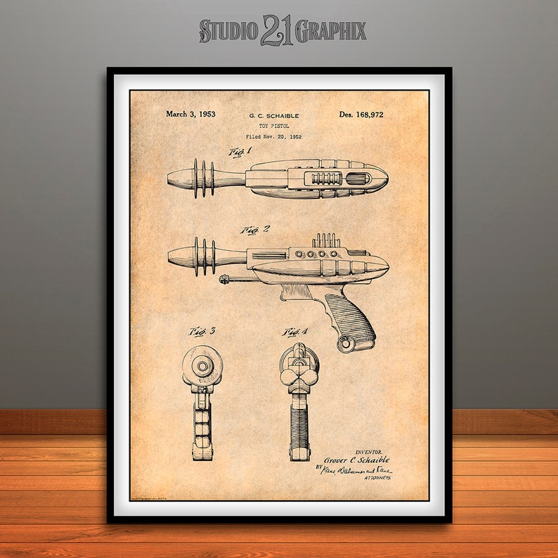 1953 Ray Gun Toy Pistol Patent Print Sci-fi Toy Kids Decor - Etsy