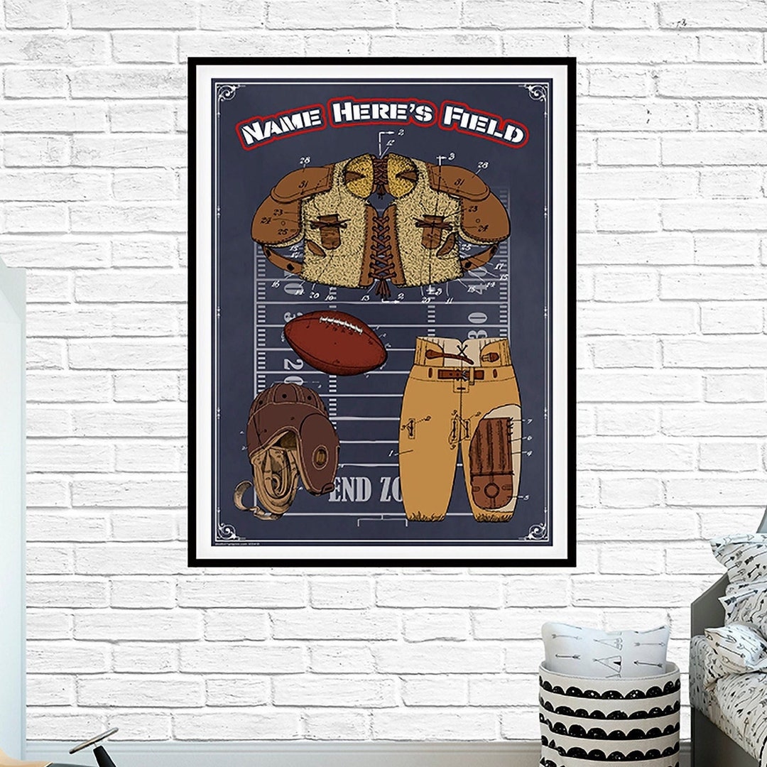 Custom Vintage Football Art Print: Personalized Gift for Athletes, Kids ...