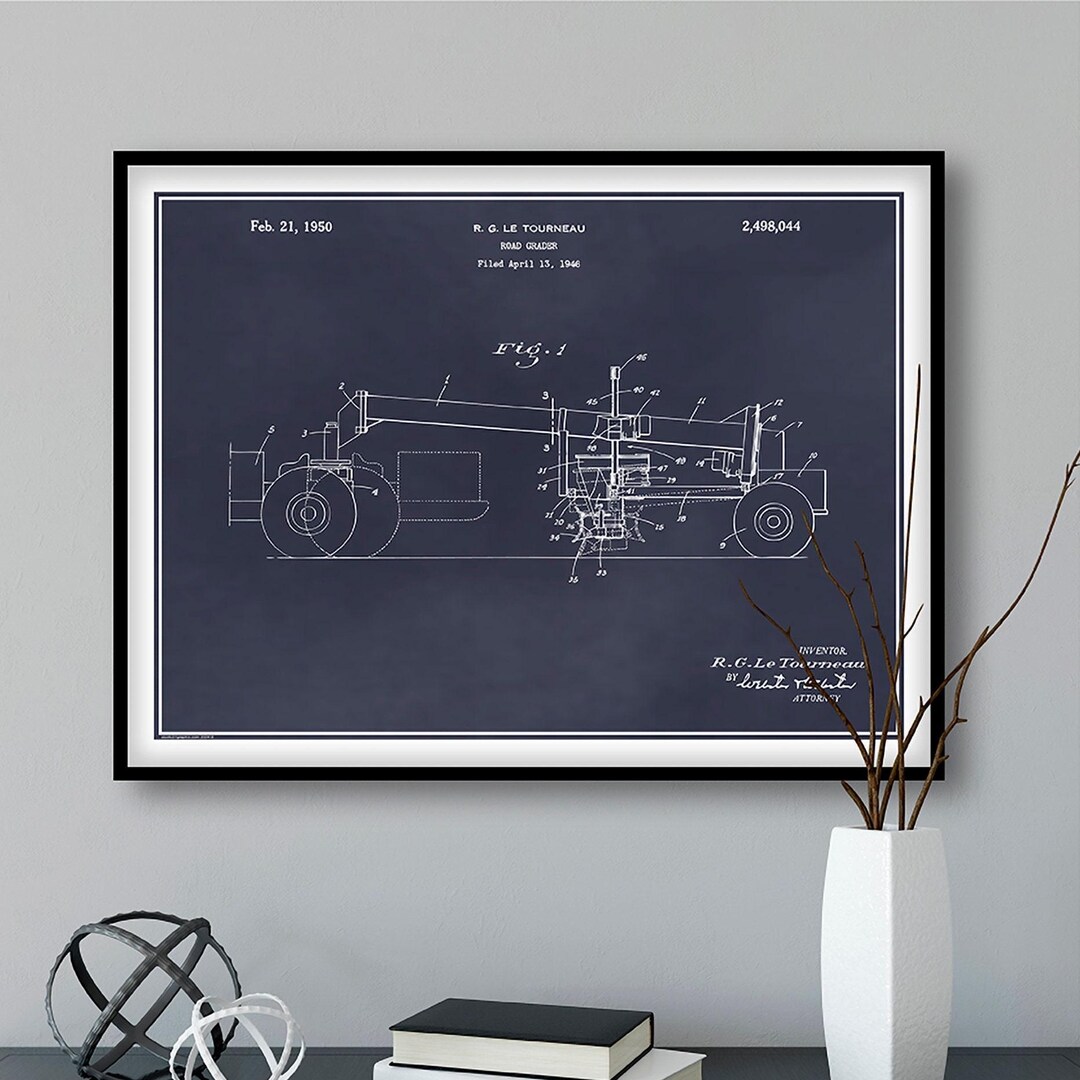 1946 Le Tourneau Scraper Patent Print, Operator Gift, Construction Art ...