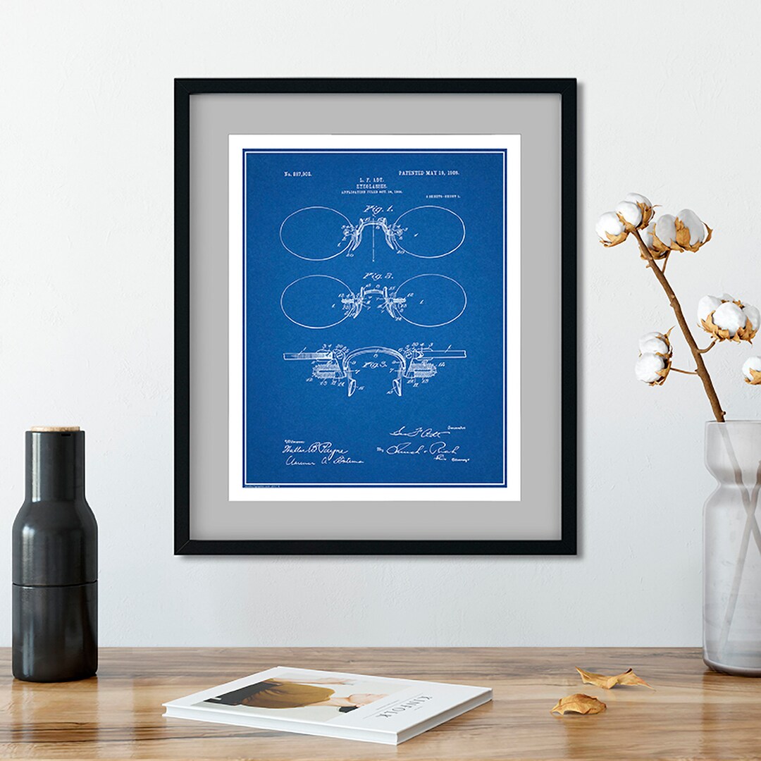 1906 Eyeglasses Patent Print, Optometrist Gift, Optician Gift ...