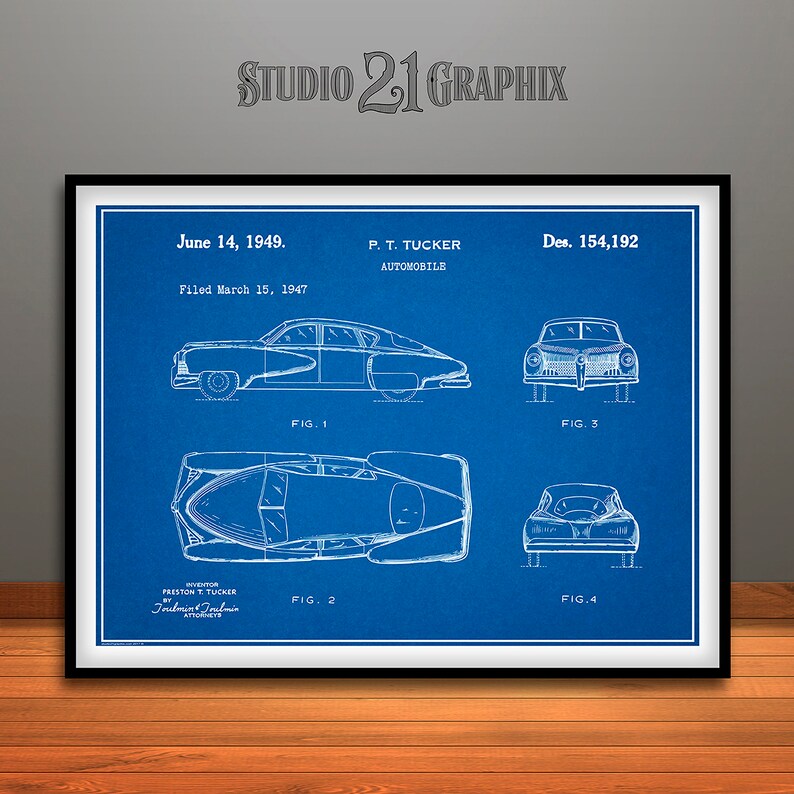 1949 Tucker Automobile Patent Print Garage Art Tucker - Etsy
