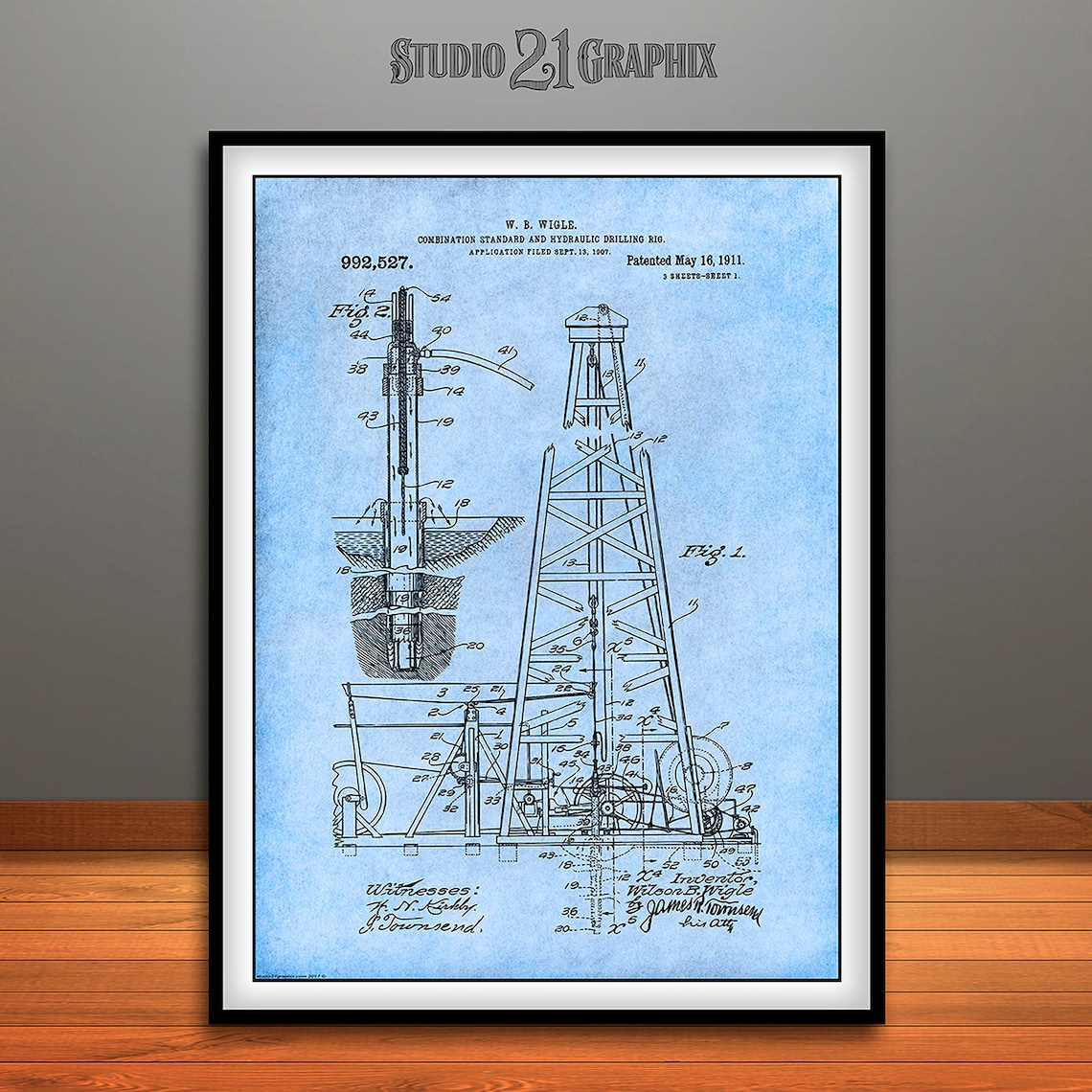 1907 Oil Drilling Rig Patent Print Oil Rig Art Wildcatter | Etsy