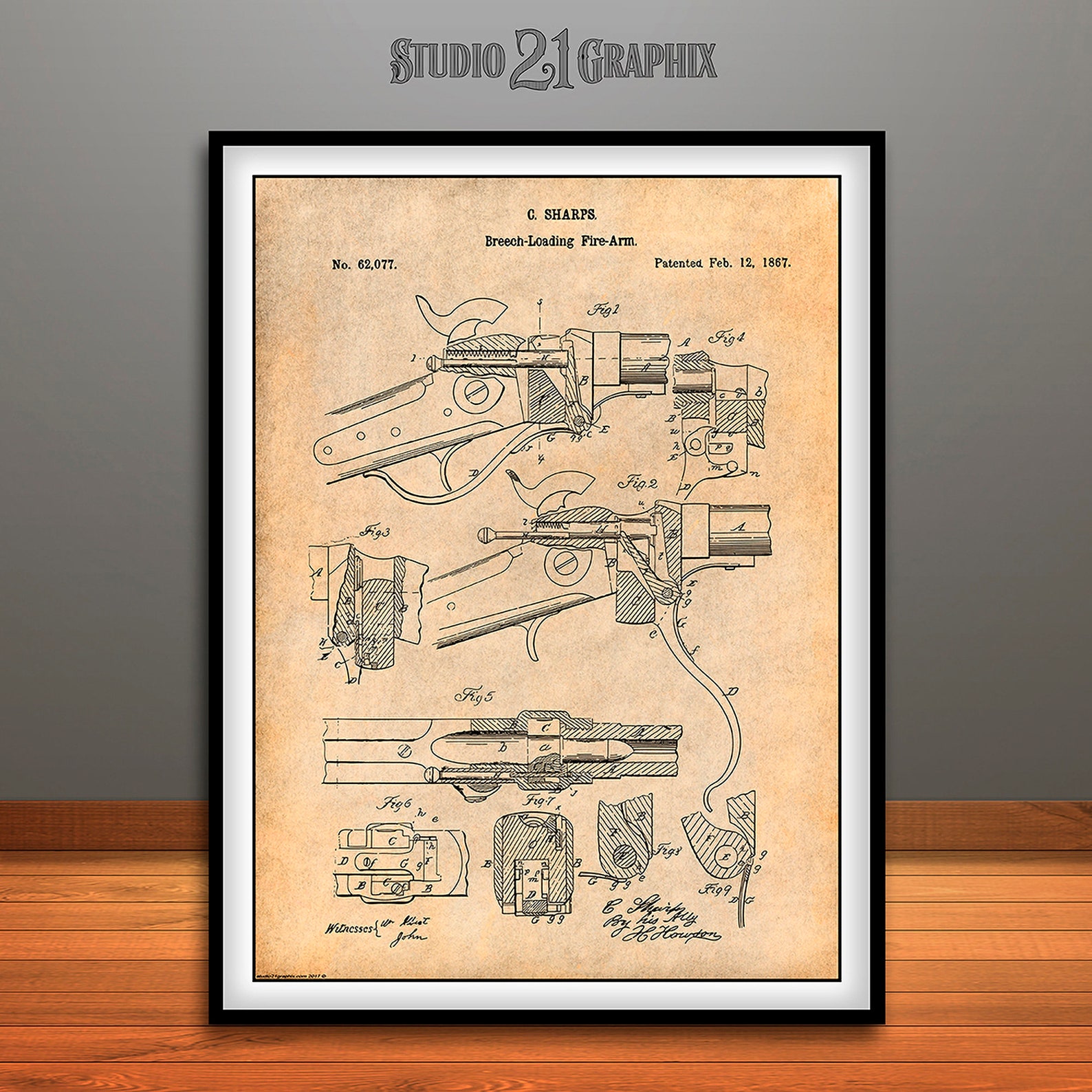 1867 Sharps Breech Loading Rifle Patent Sharps Poster Sharps - Etsy