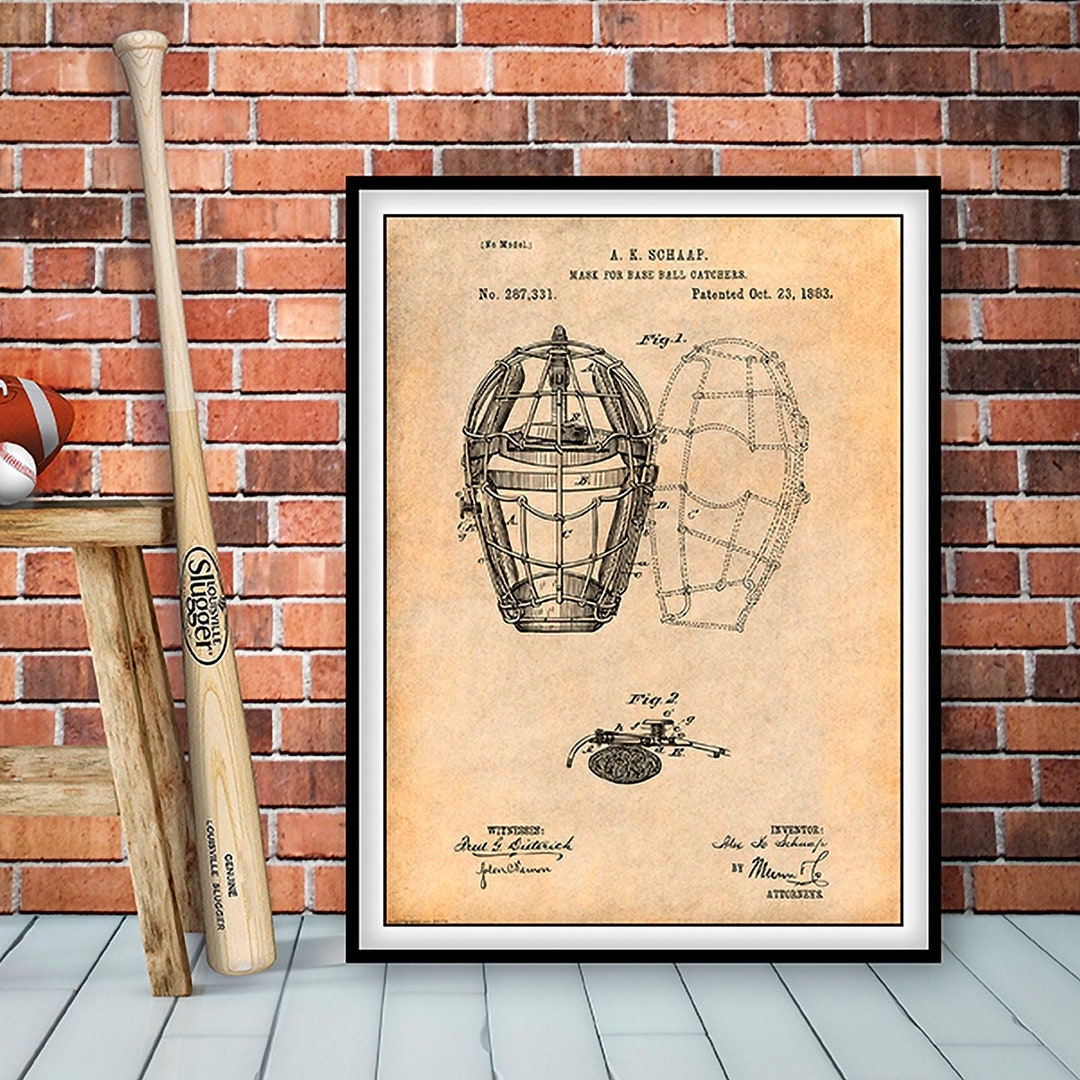 1883 Baseball Catchers Mask Patent Print, Baseball Decor, Baseball Wall ...